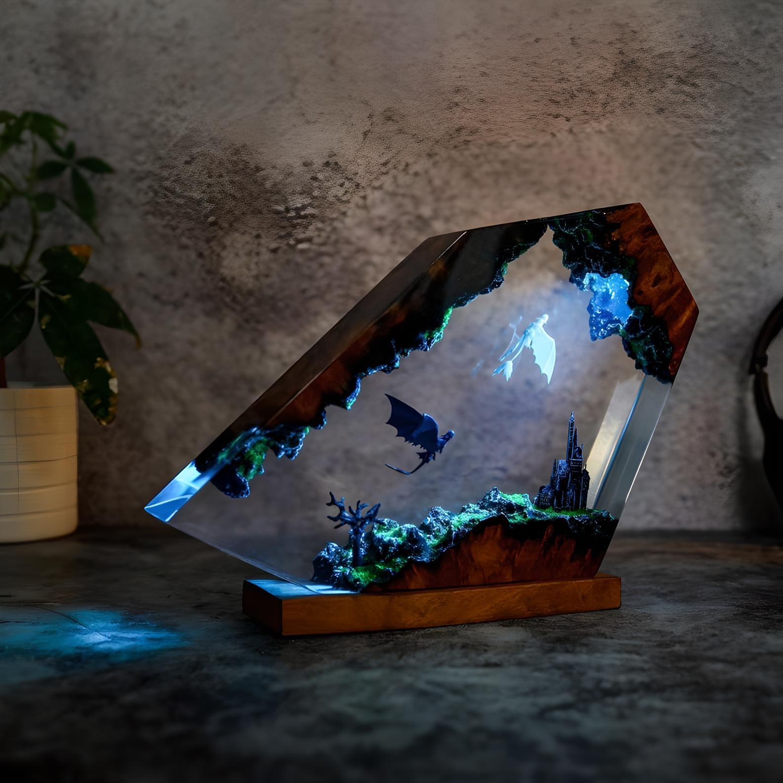 Diorama HTTYD Epoxy Lamp, Toothless and Light Epoxy Lamp Handmade Resin ...