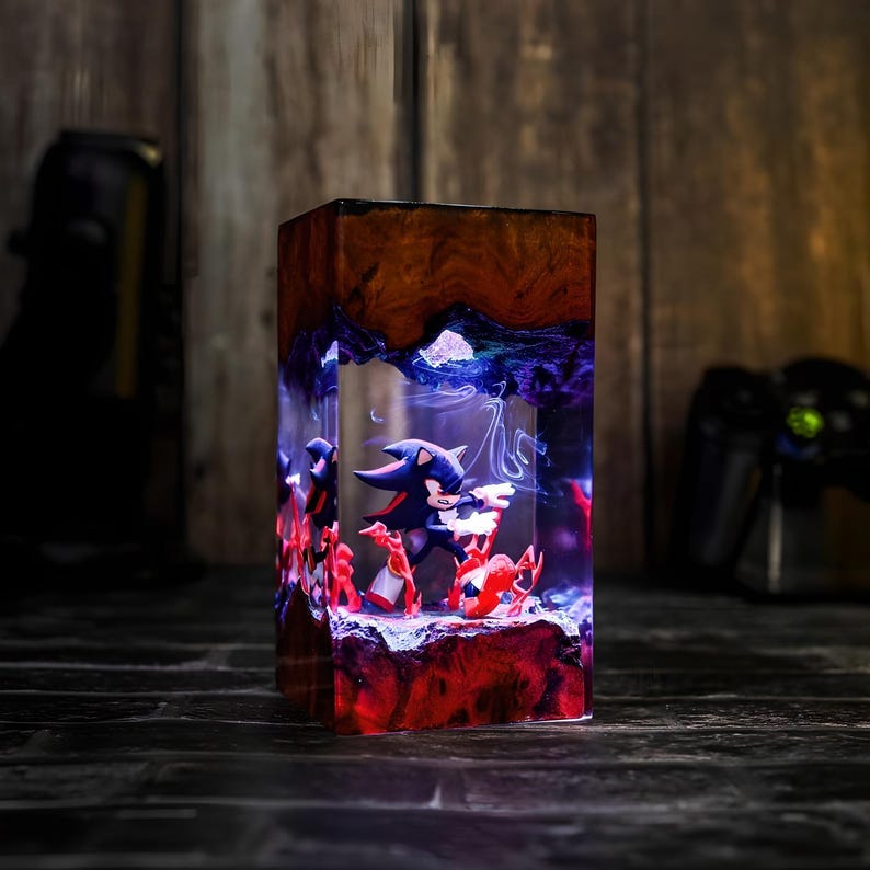 Shadow the Hedgehog Epoxy Resin Lamp: Handmade Sonic Diorama - Etsy ...