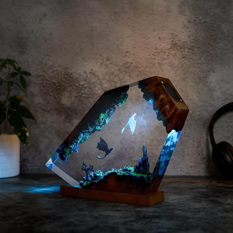 Diorama HTTYD Epoxy Lamp, Toothless and Light Epoxy Lamp Handmade Resin ...