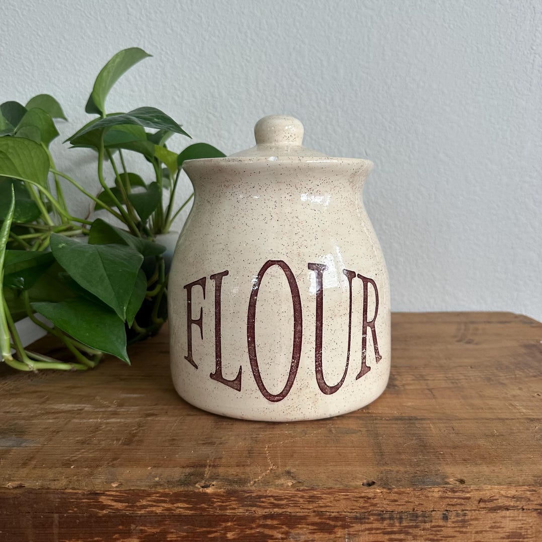 Vintage Flour Ceramic Canister || Vintage Kitchen Decor || Boho Decor ...
