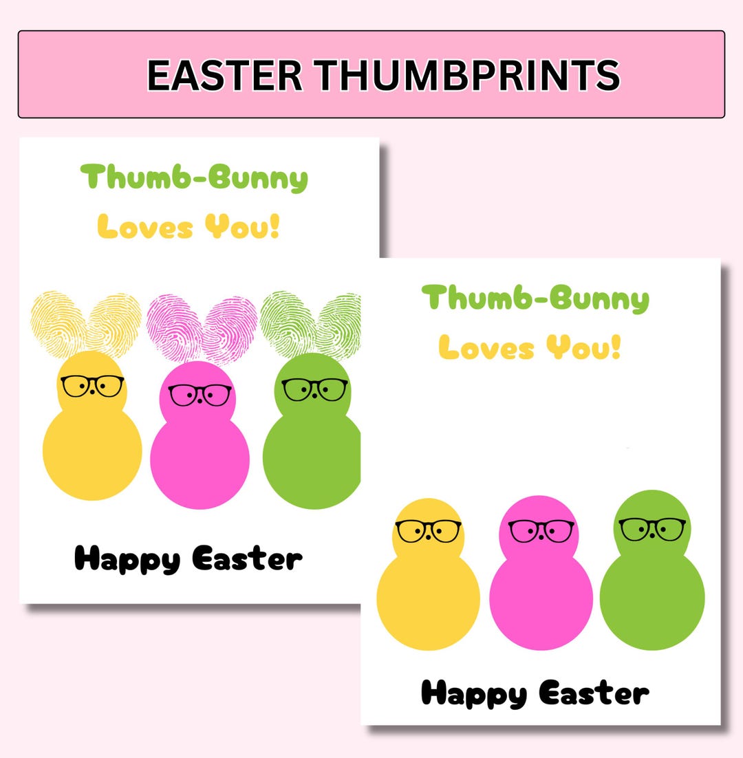 Thumb Bunny Loves You Easter Thumbprint Art , Easter Thumbprint Craft ...