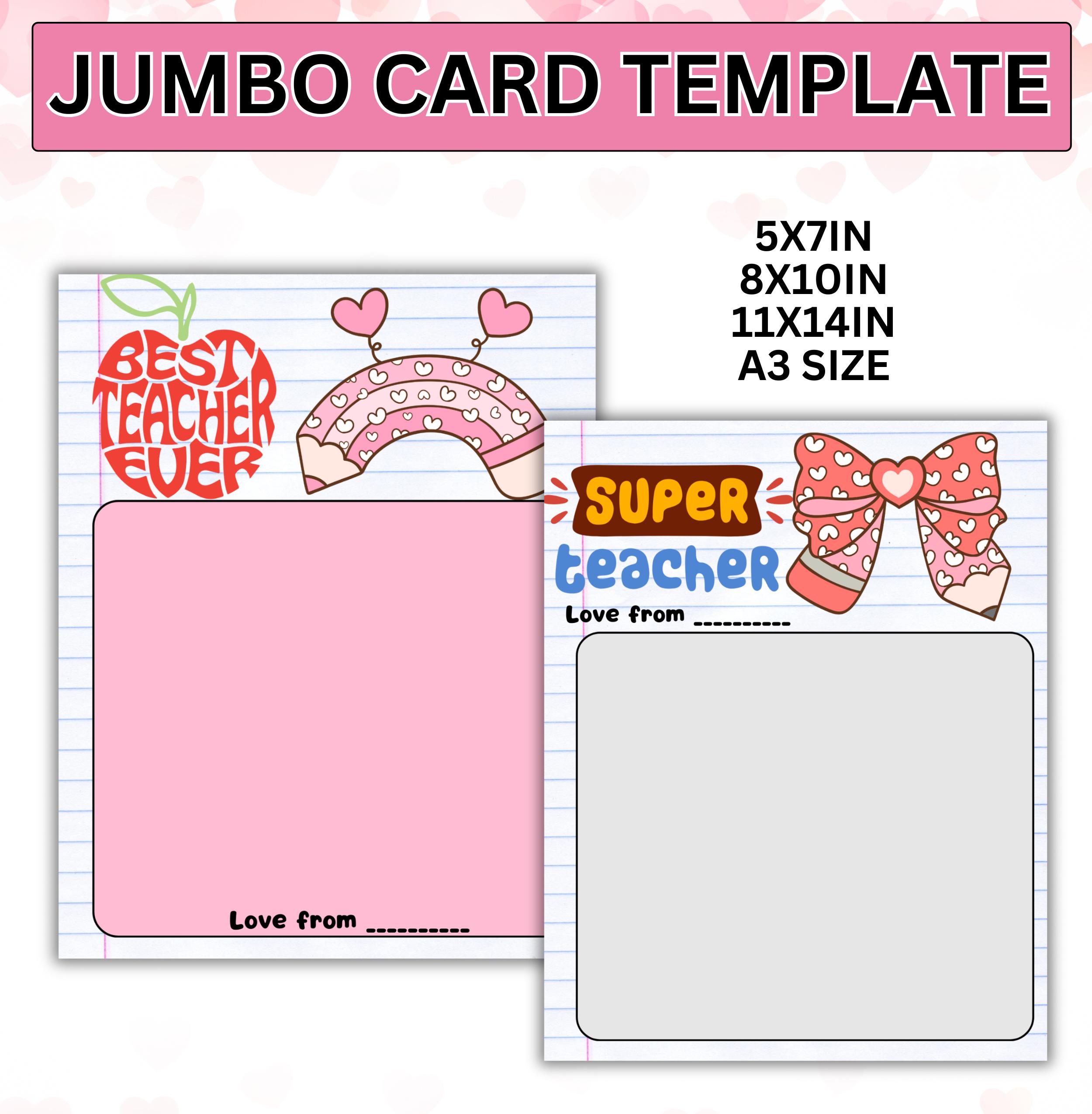 Jumbo Teacher Valentine Treat Cards, Snack Card Template - Etsy