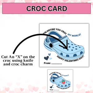 Valentine's Day Shoe Clog Charm Kids Cards, Class Gift Printable Shoe ...