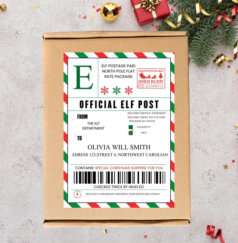 Editable Elf Express Shipping Label | North Pole Printable (digital ...