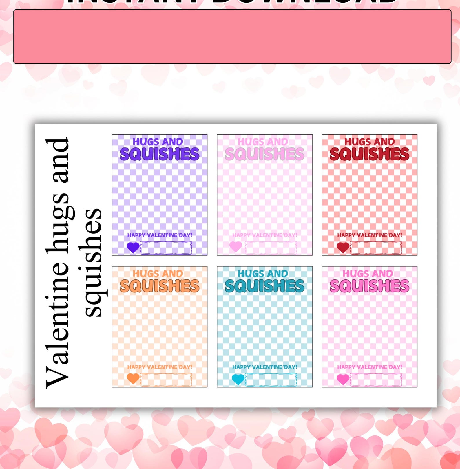 Squishy Valentine Classroom Exchange Card, Hugs and Squishes Tag ...