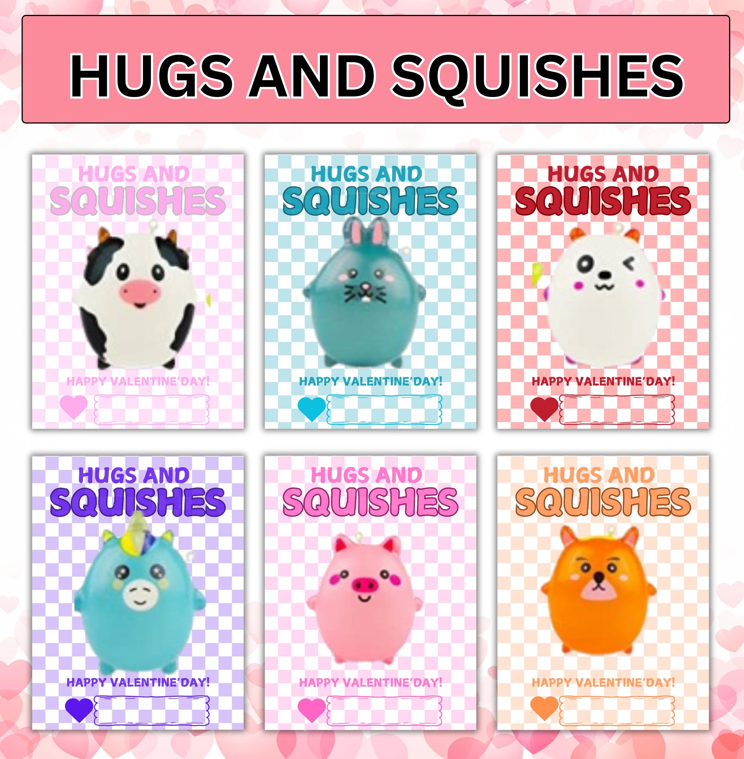 Squishy Valentine Classroom Exchange Card, Hugs and Squishes Tag ...