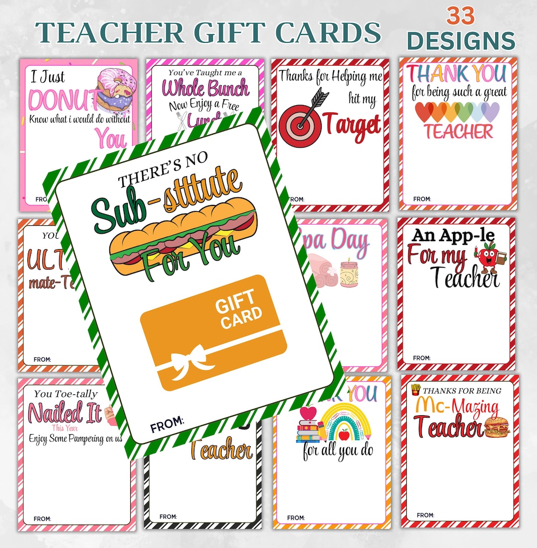 33 Teacher Appreciation Week Gift Card Holder, 5x7 Thank You Teacher ...