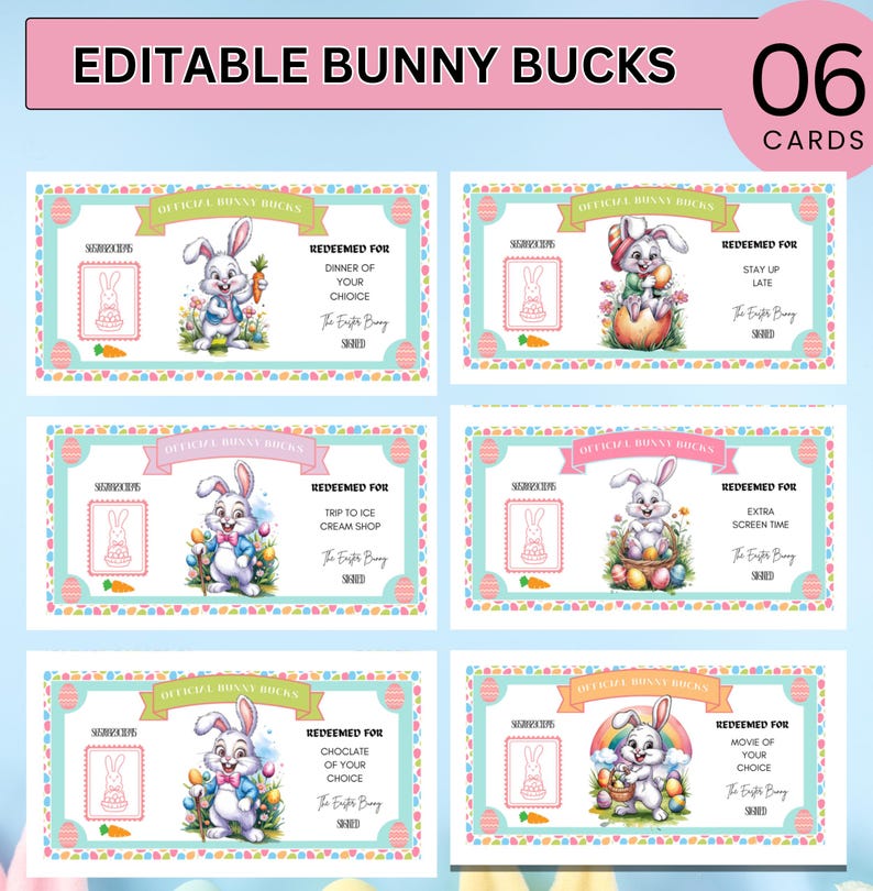 Editable Easter Bunny Bucks, Easter Play Money, Easter Egg Filler ...