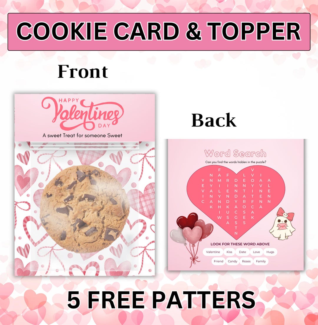 Printable Valentines Mini Cookie Cards, Valentines Cookie Cards, Kids ...