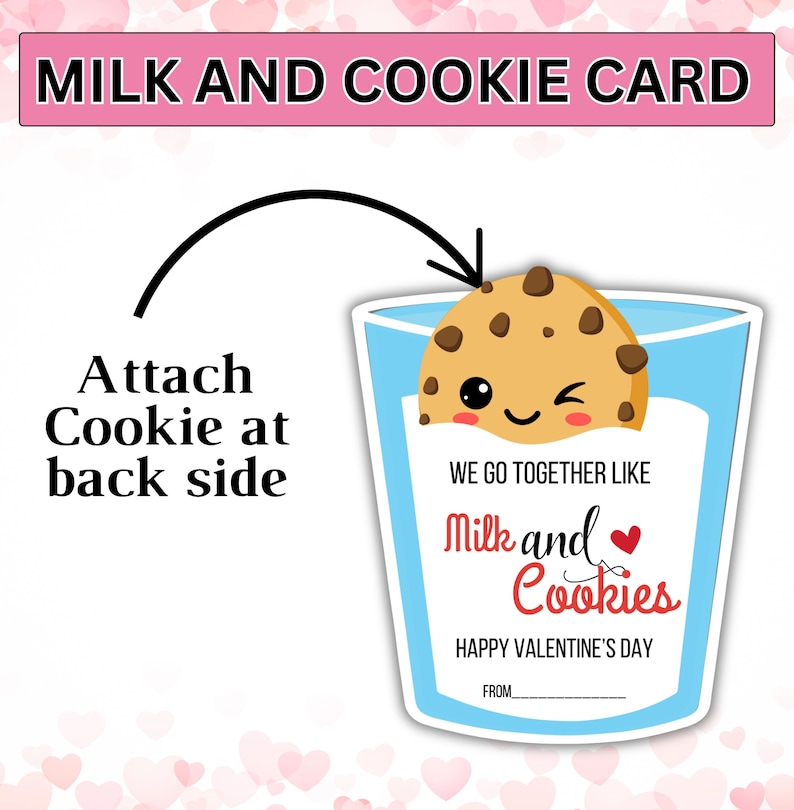 Printable Cookies and Milk Kids Valentine Printable Template for ...