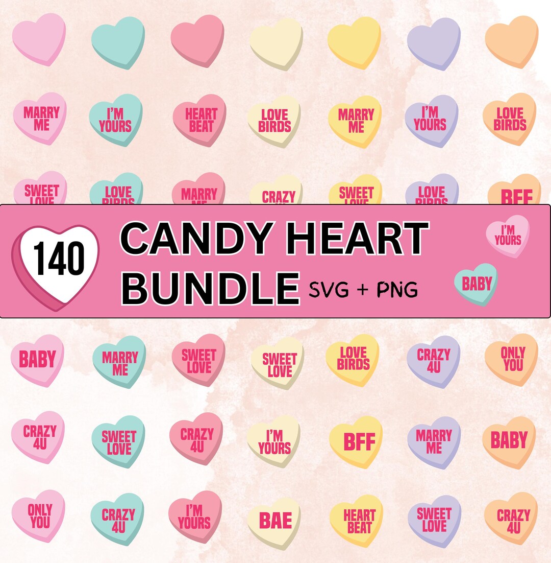 Candy Heart SVG, Valentine Candy Hearts Png, Candy Heart Conversation ...