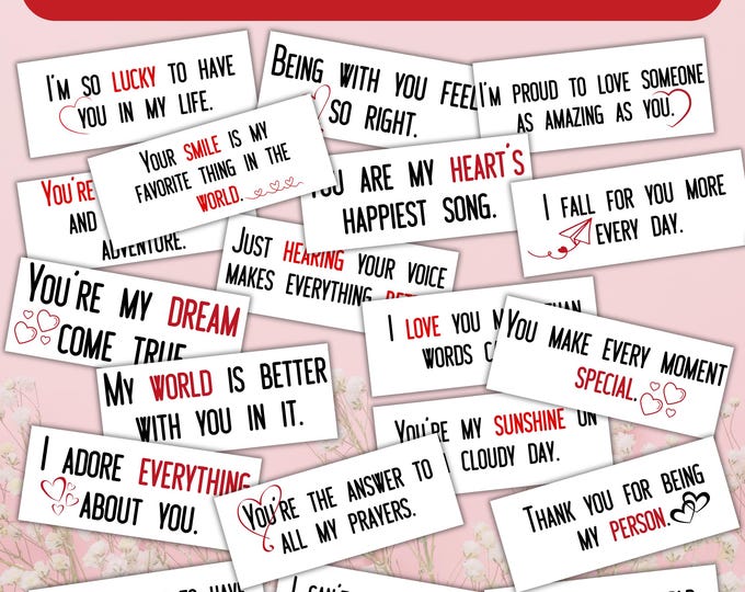 30 Days of Love Notes Printable Valentines Day Gift Romantic Notes for ...