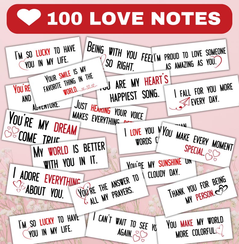 Mini Love Notes for Valentines, Love Notes Cards, Printable Love Notes ...