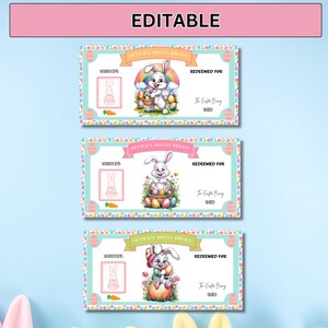 Editable Easter Bunny Bucks, Easter Play Money, Easter Egg Filler ...