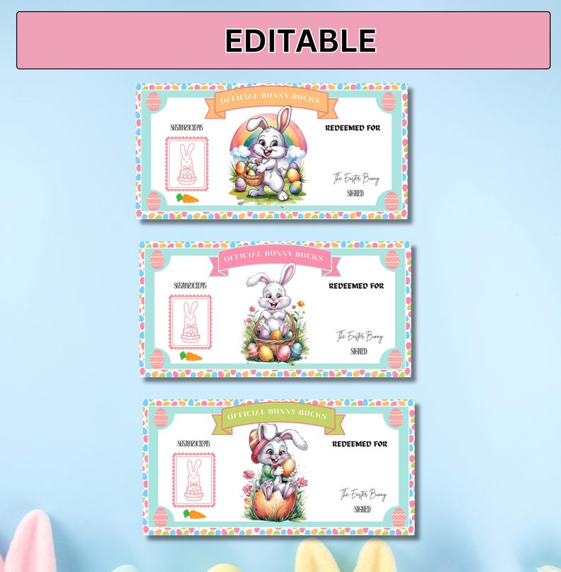 Editable Easter Bunny Bucks, Easter Play Money, Easter Egg Filler ...