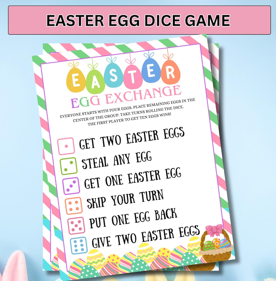 Easter Egg Exchange Dice Game, Printable Easter Games, Easter Dice Game ...