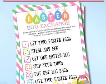 Easter Egg Exchange Dice Game, Printable Easter Games, Easter Dice Game ...
