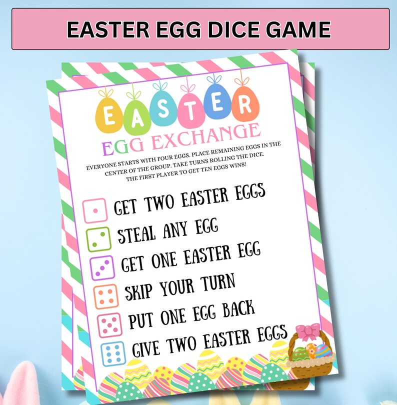 Easter Egg Exchange Dice Game, Printable Easter Games, Easter Dice Game ...