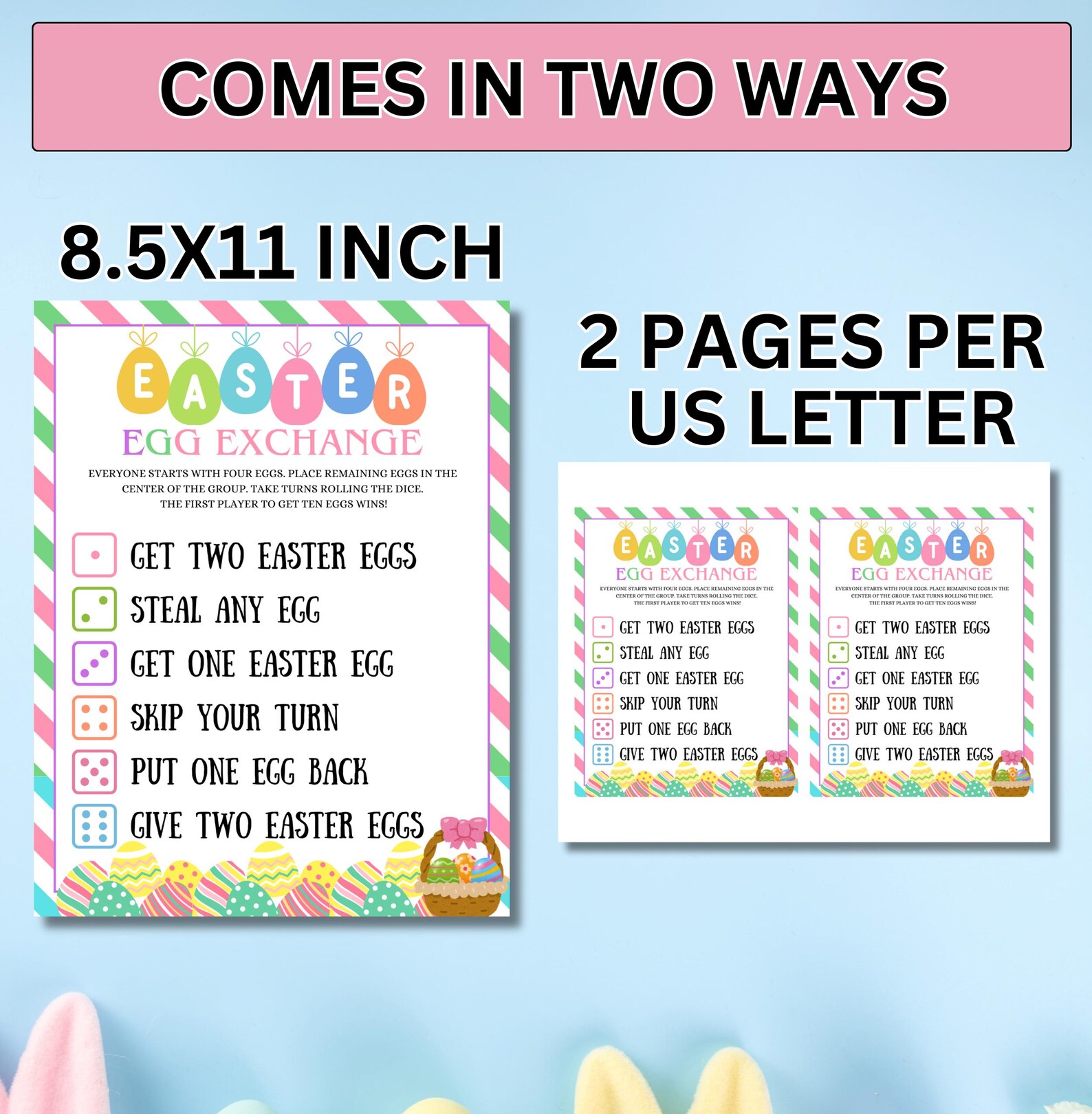 Easter Egg Exchange Dice Game, Printable Easter Games, Easter Dice Game ...