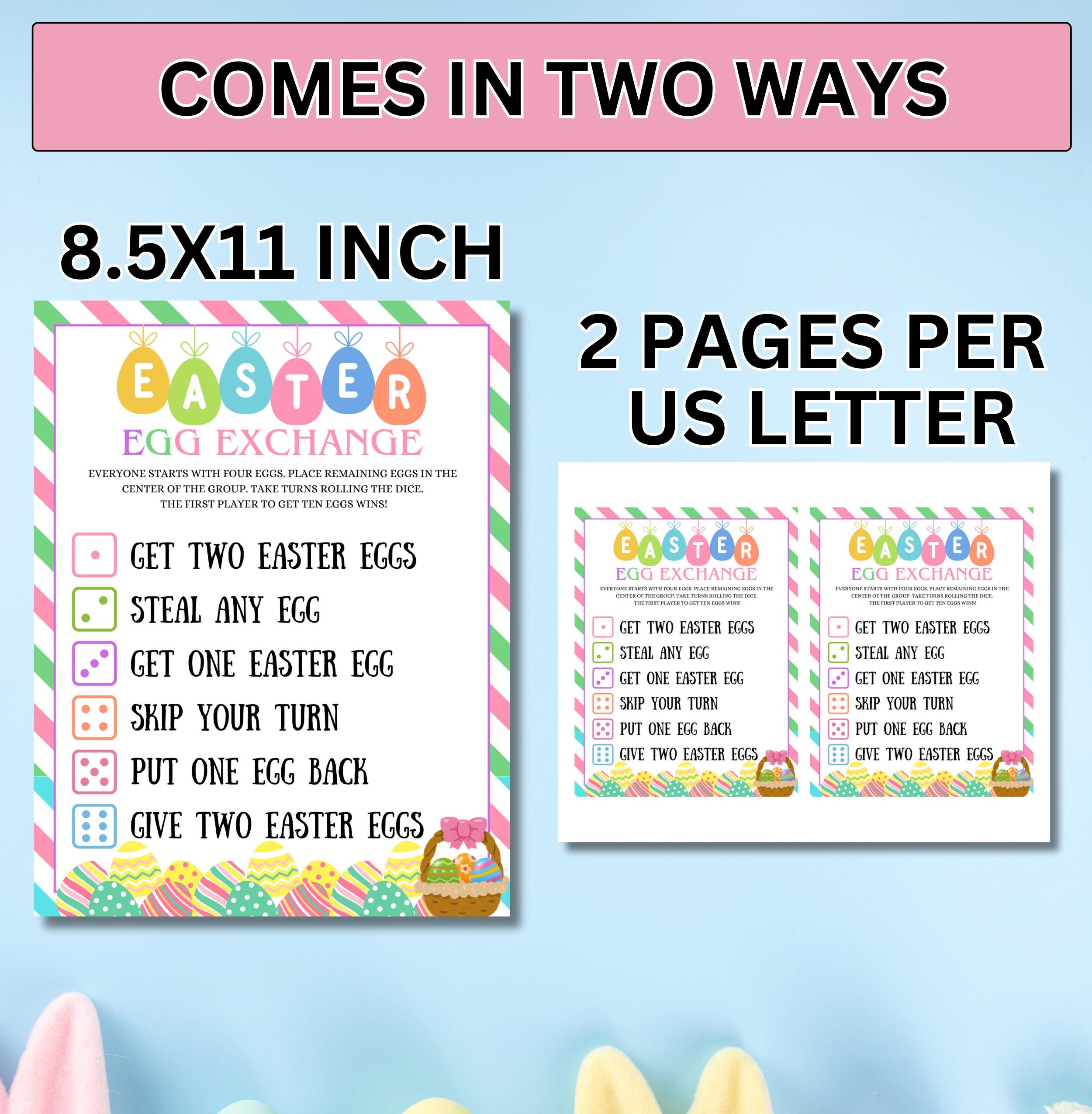 Easter Egg Exchange Dice Game, Printable Easter Games, Easter Dice Game ...
