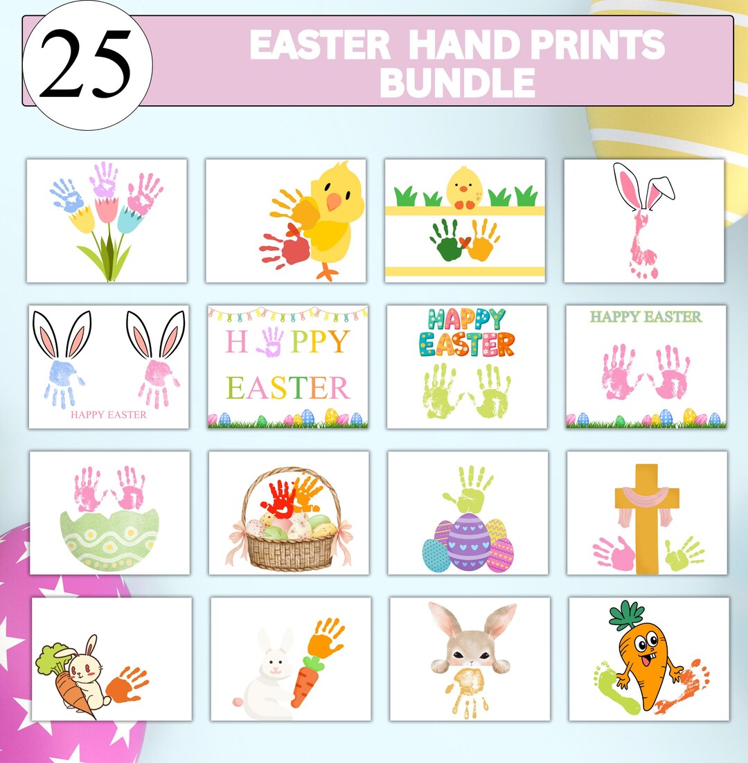 25 Easter Handprint Footprint Bundle , Easter Handprint Art, Printable ...