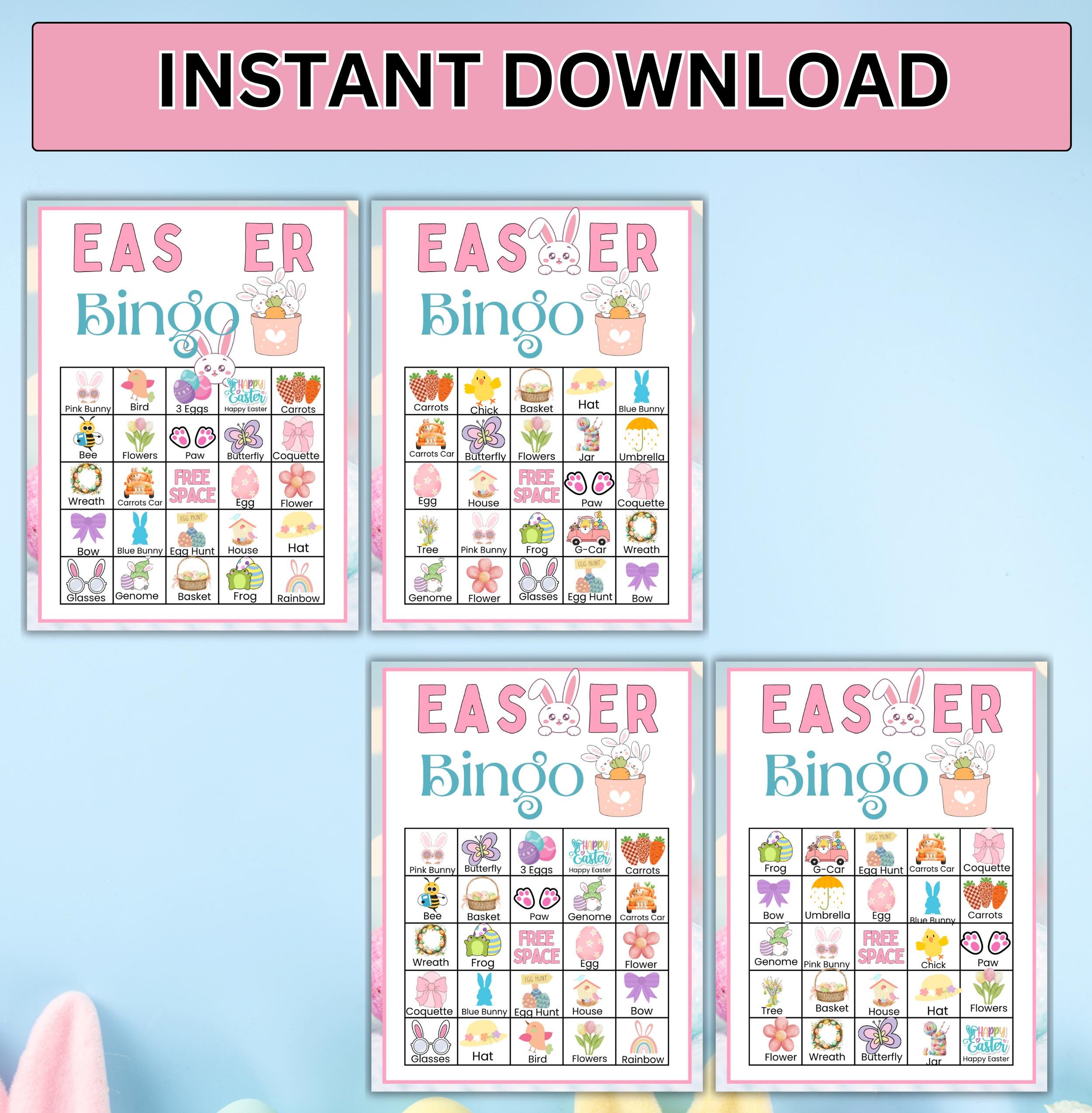 30 Easter Bingo Cards Printable Game, Easter Bingo Boards Activity for ...
