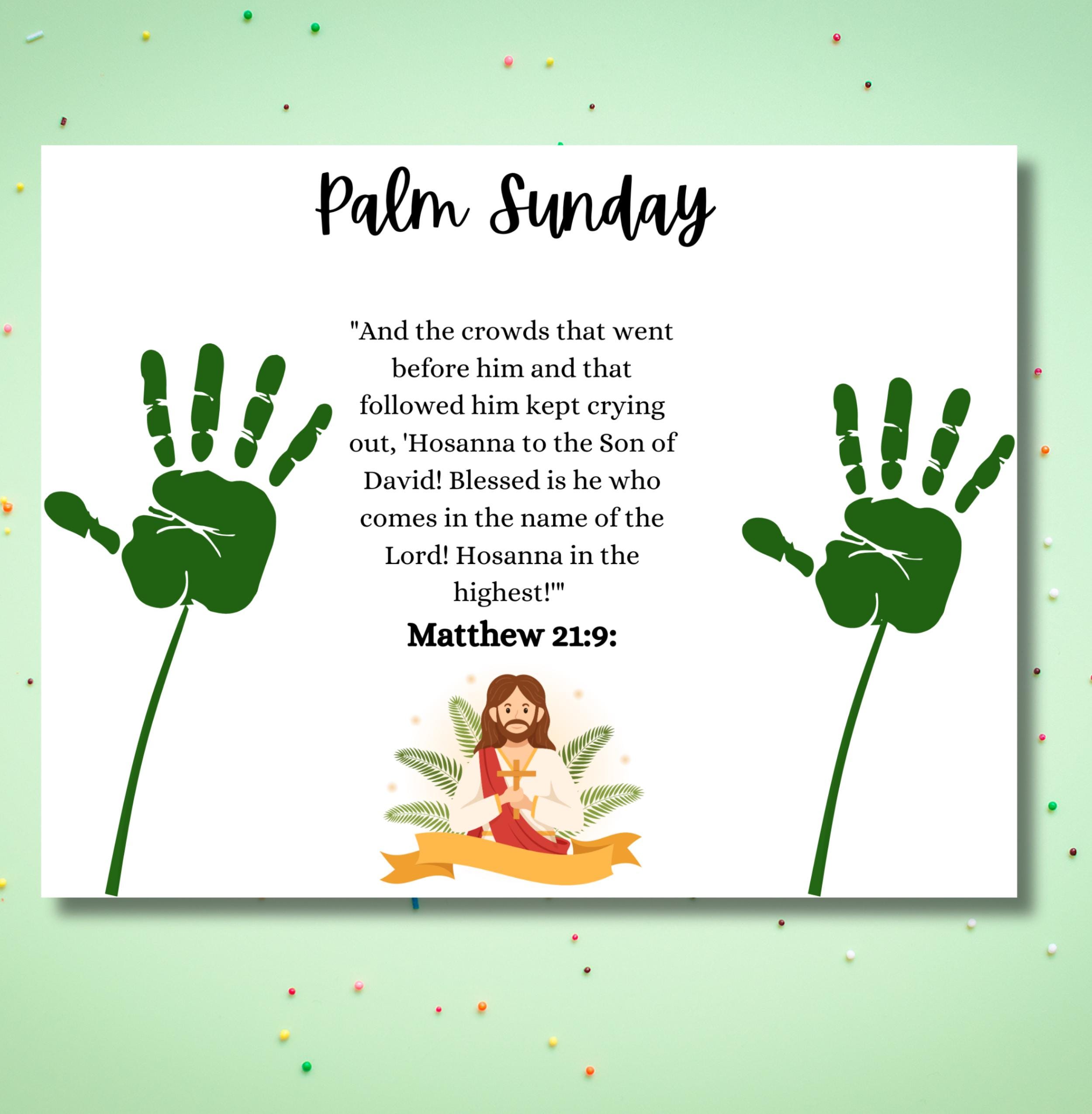 Palm Sunday Handprint Art Craft, Printable Palm Sunday Craft, Easter ...