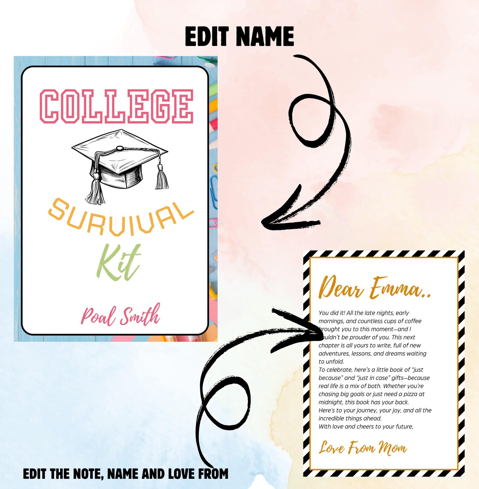 Canva Editable Graduation Gift Card Book, Last Minute Gift for Grad ...