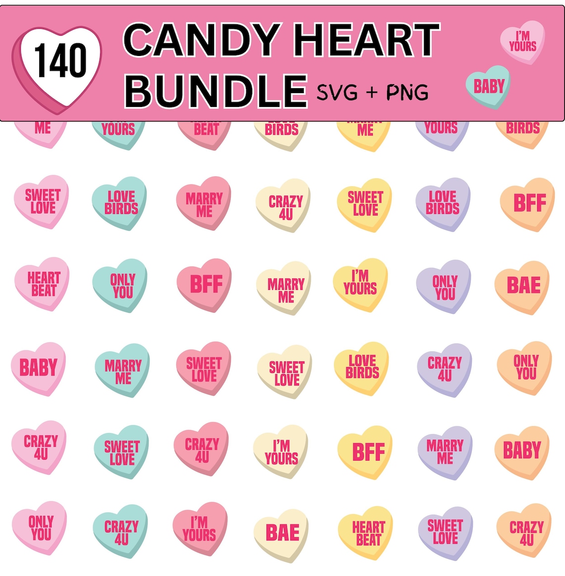 Conversation Valentine Heart SVG PNG Clipart, Valentine Candy Hearts ...