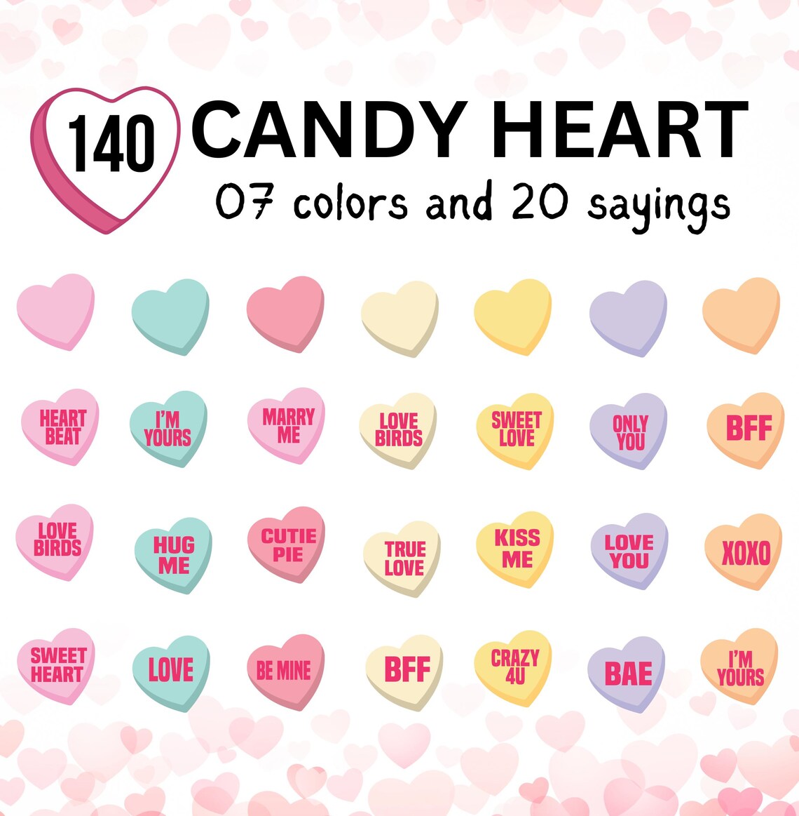 Conversation Valentine Heart SVG PNG Clipart, Valentine Candy Hearts ...