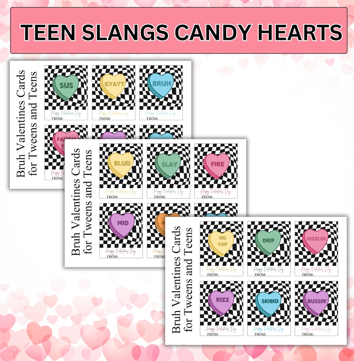 Valentine Teen Slang Candy Hearts, Class Valentines, Tween Valentines ...