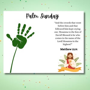Palm Sunday Handprint Art Craft, Printable Palm Sunday Craft, Easter ...