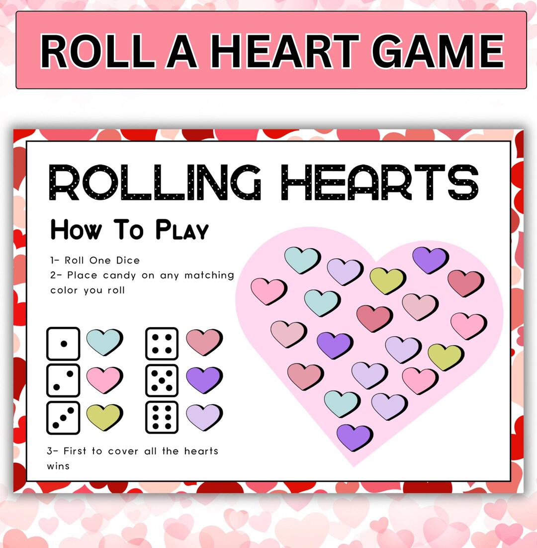 Rolling Hearts Candy Dice Game, Fun Valentines Game for Kids, Kids ...
