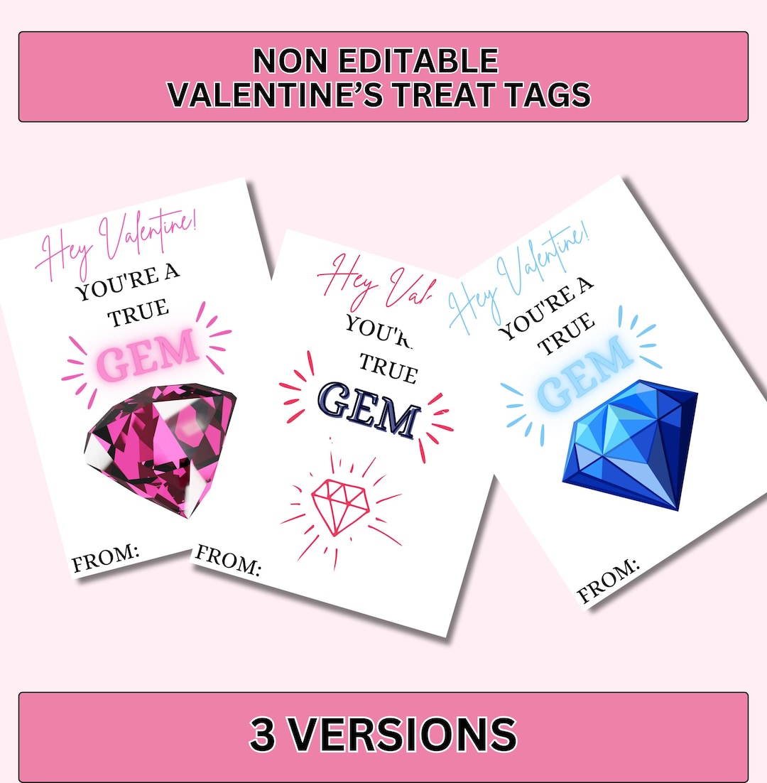 Valentine’s Day Gift Tags| You Are A True Gem| Candy Ring Tag ...