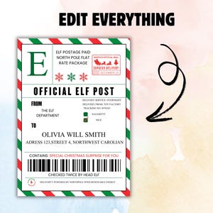 Editable Elf Express Shipping Label | North Pole Printable (digital ...