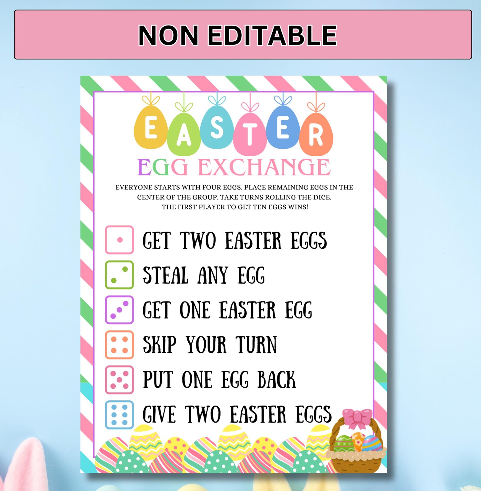 Easter Egg Exchange Dice Game, Printable Easter Games, Easter Dice Game ...