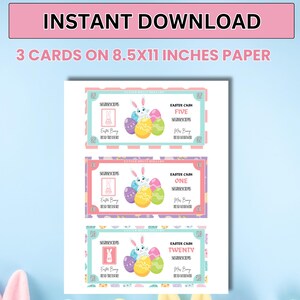 Printable Easter Bunny Bucks, Easter Play Money, Easter Egg Filler ...