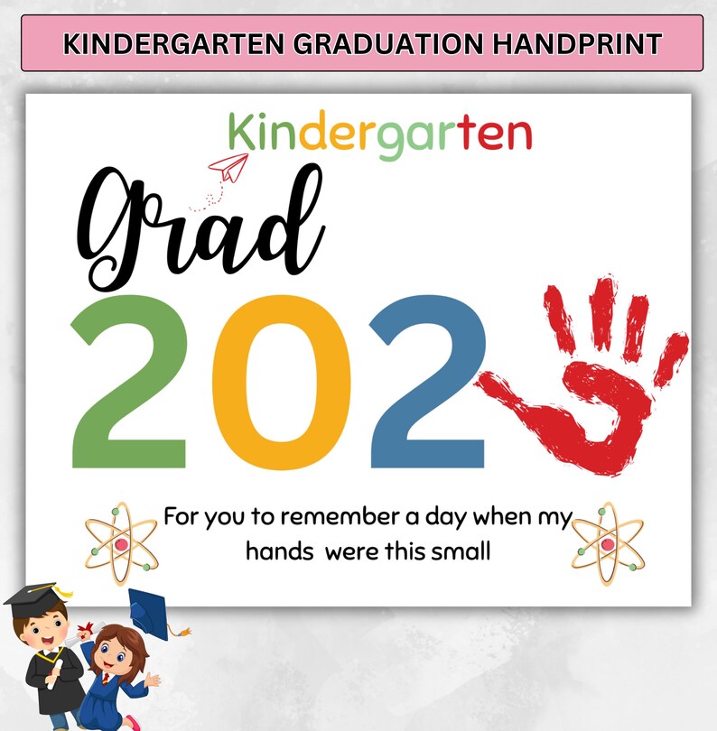Kindergarten Graduation Handprint Craft for Kids, End of Year Keepsake ...
