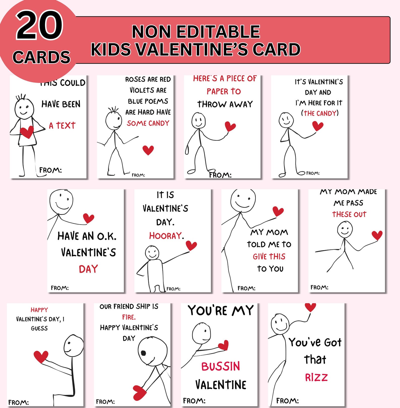 Slang Kids Valentine's Day Cards, Funny Printable Classroom Valentine ...