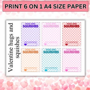 Squishy Valentine Classroom Exchange Card, Hugs and Squishes Tag ...