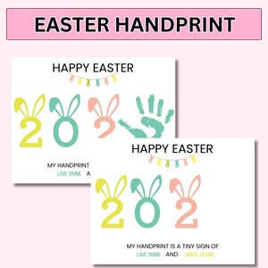 Trendy Happy Easter 2025 Handprint Art, Happy Easter Bunny Handprint ...