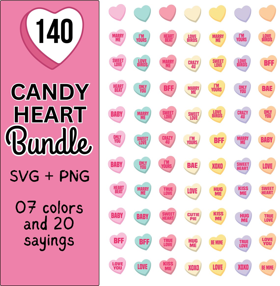 Conversation Valentine Heart SVG PNG Clipart, Valentine Candy Hearts ...
