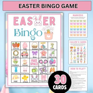30 Easter Bingo Cards Printable Game, Easter Bingo Boards Activity for ...