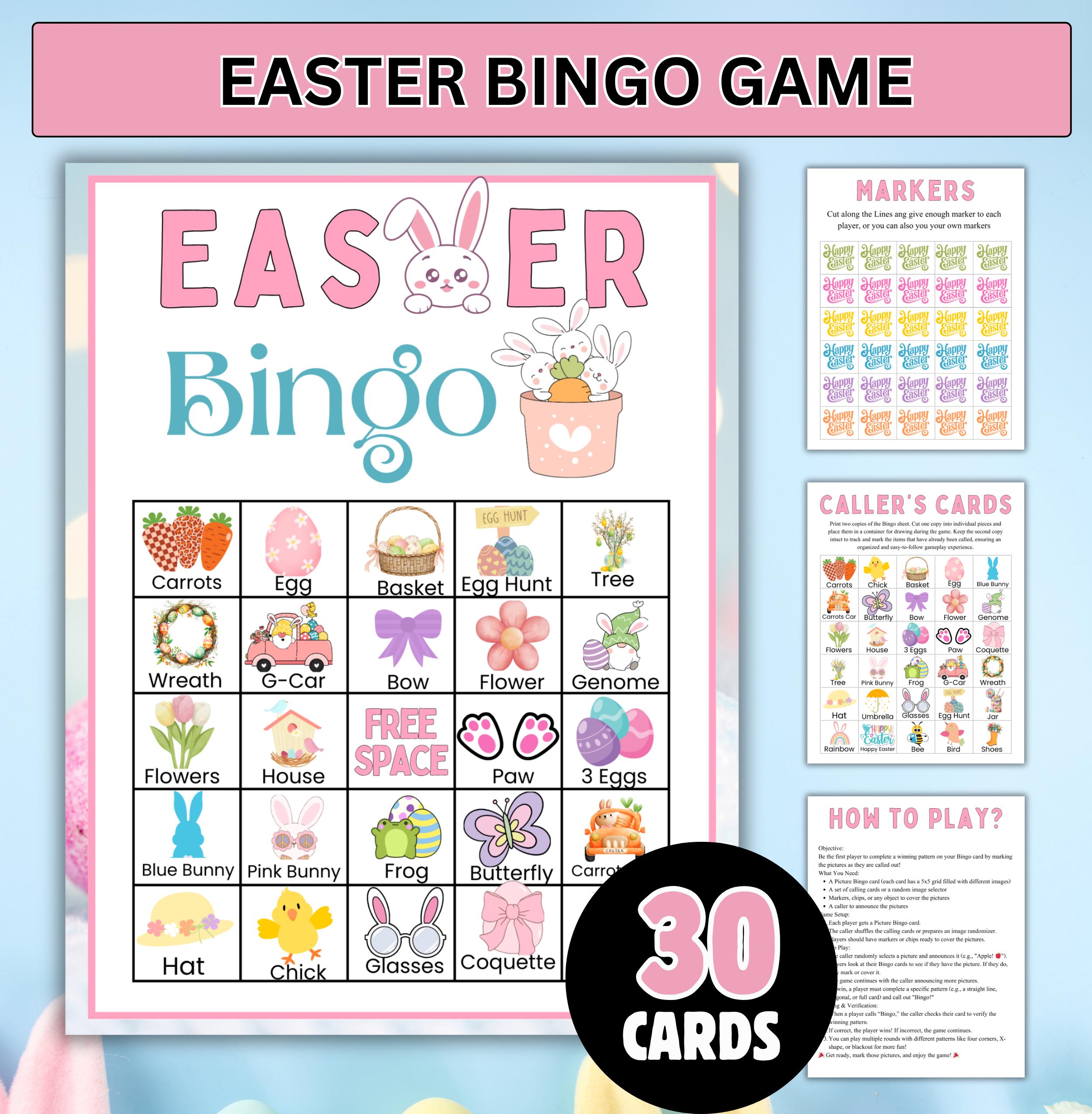 30 Easter Bingo Cards Printable Game, Easter Bingo Boards Activity for ...