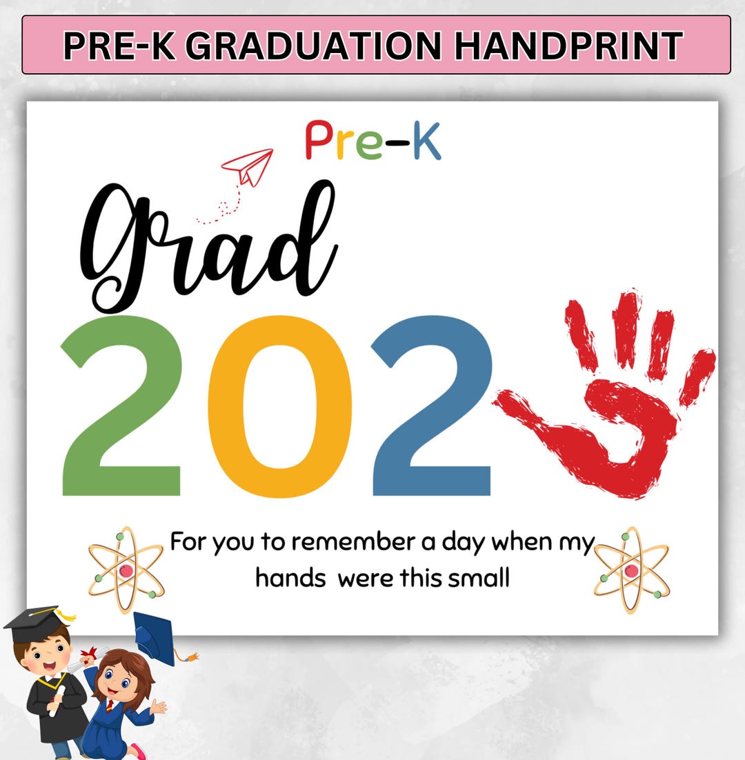 Pre K Graduation Handprint Craft for Kids, End of Year Keepsake Gift ...