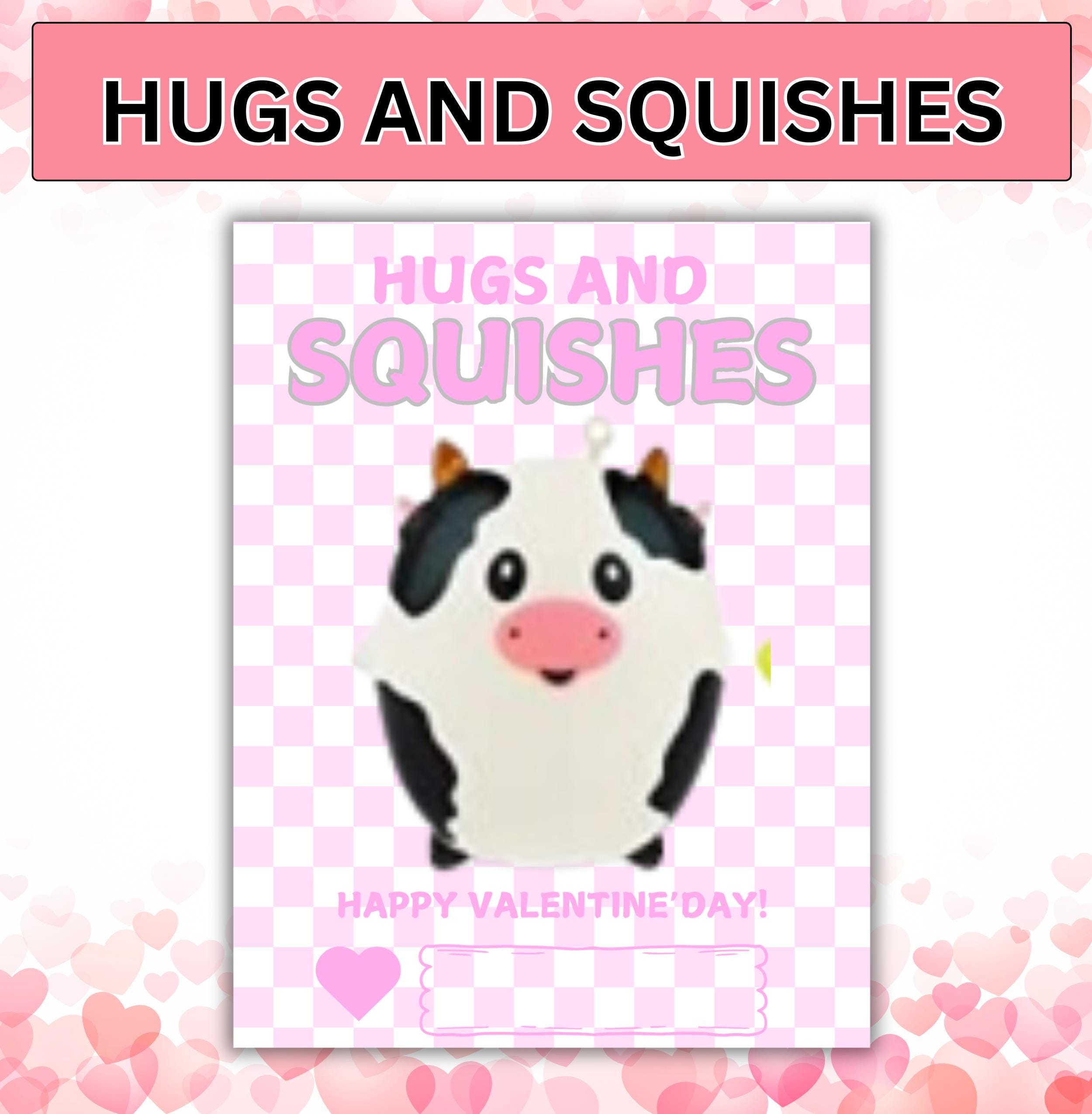 Squishy Valentine Classroom Exchange Card, Hugs and Squishes Tag ...