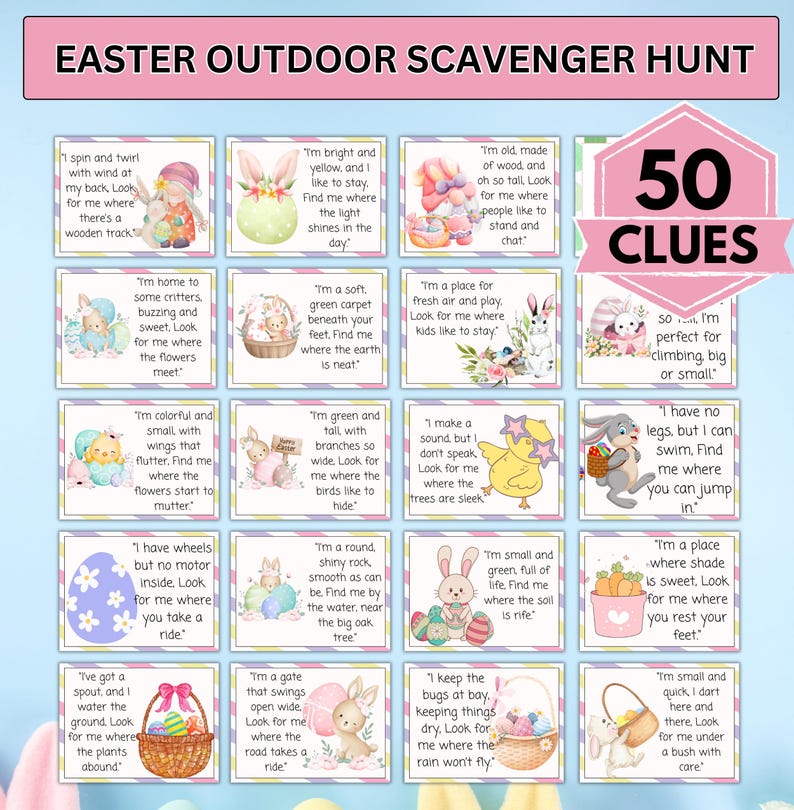 Easter Scavenger Hunt for Kids, Outdoor Easter Game, Treasure Hunt ...