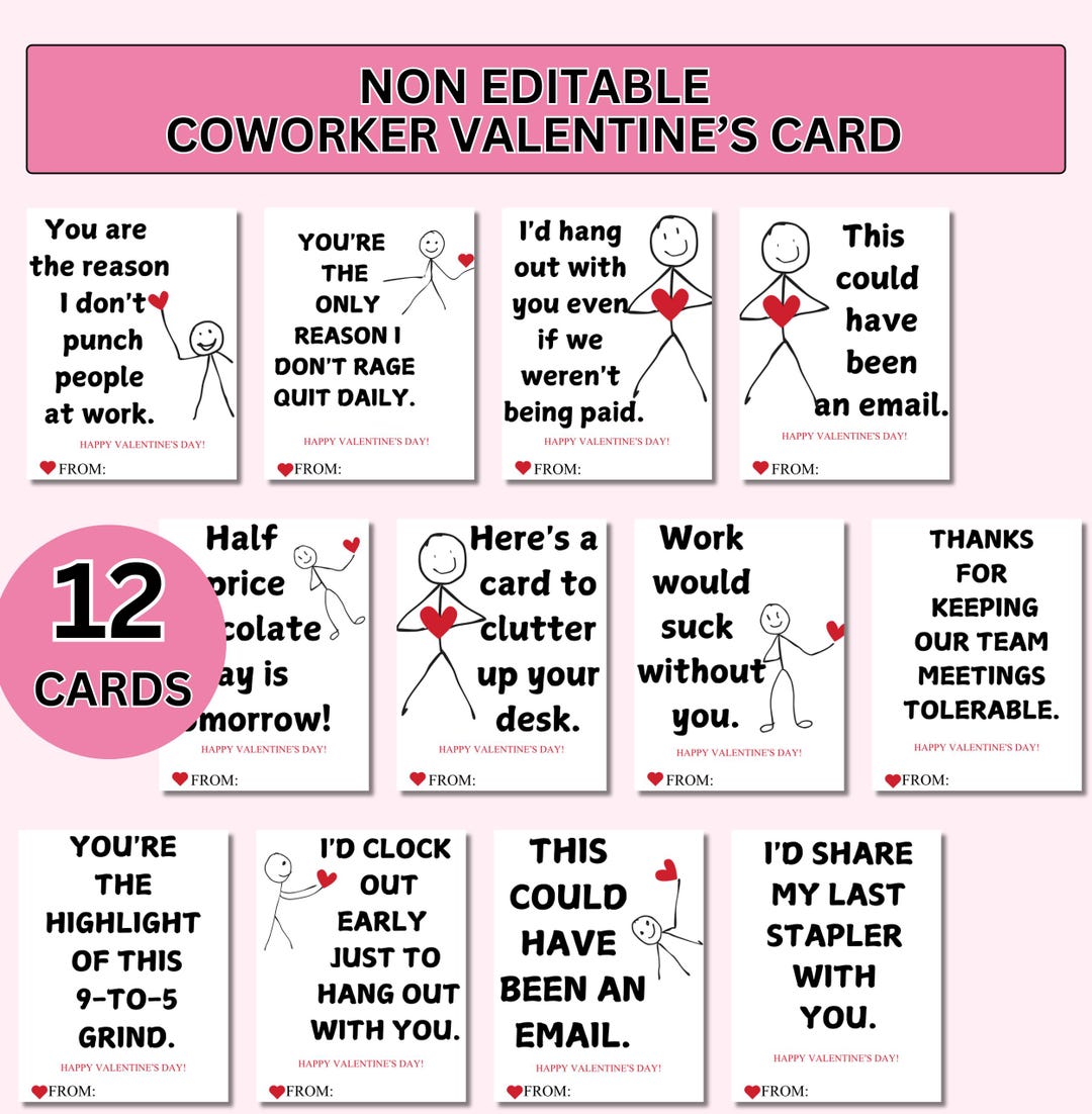 Coworkers Funny Valentine Cards, Funny Workplace Valentine Cards ...