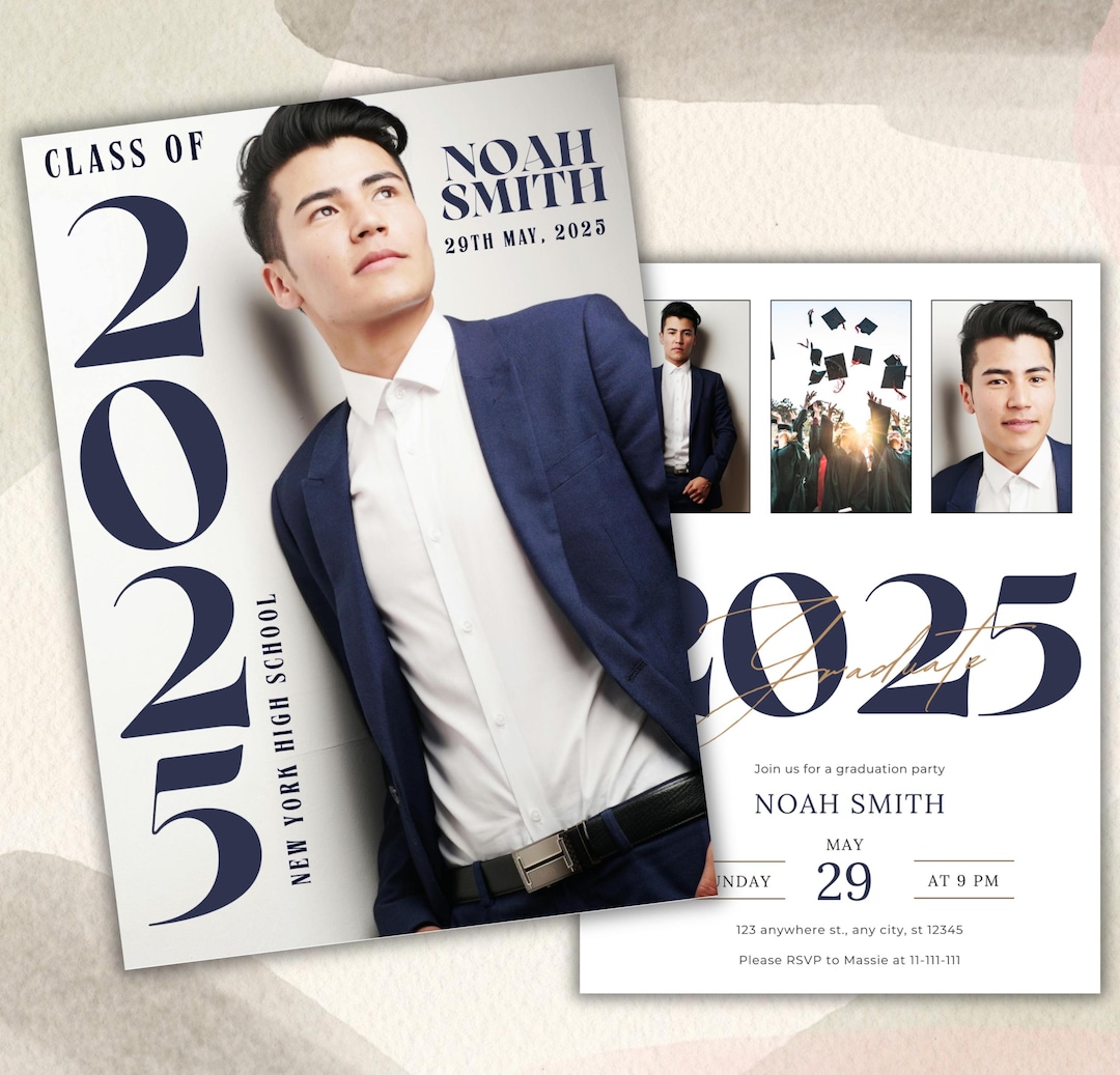 Editable Graduation 2025 Template for Boys, Minimalist Graduation ...