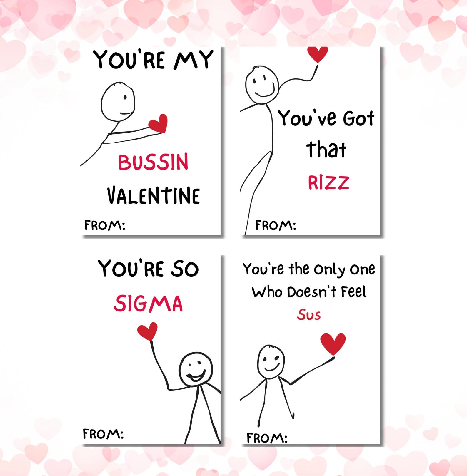 Slang Kids Valentine's Day Cards, Funny Printable Classroom Valentine ...